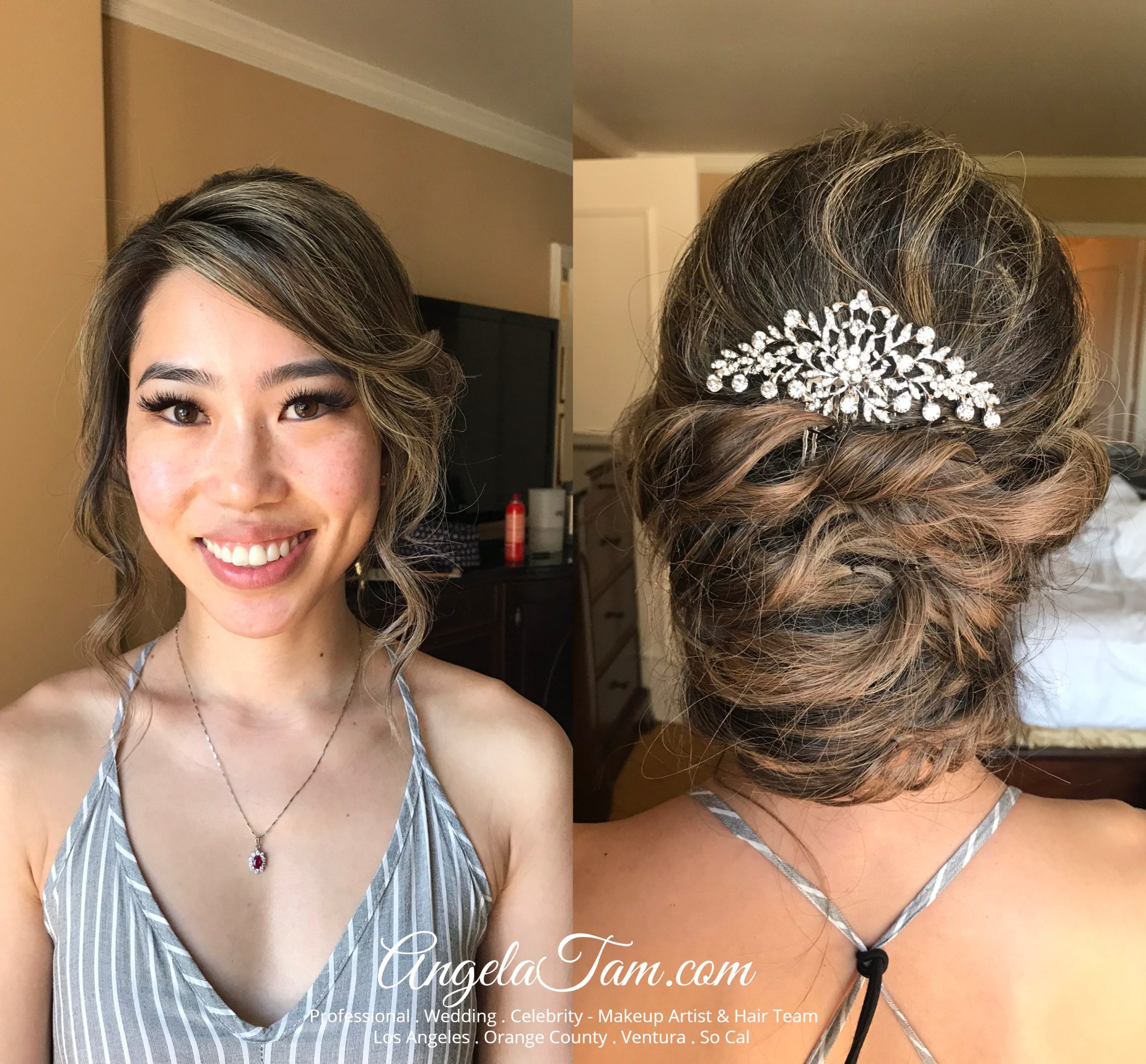 Cindy & Ben Wedding Getting | Loose Romantic Updo Low Bun Hair Style ...