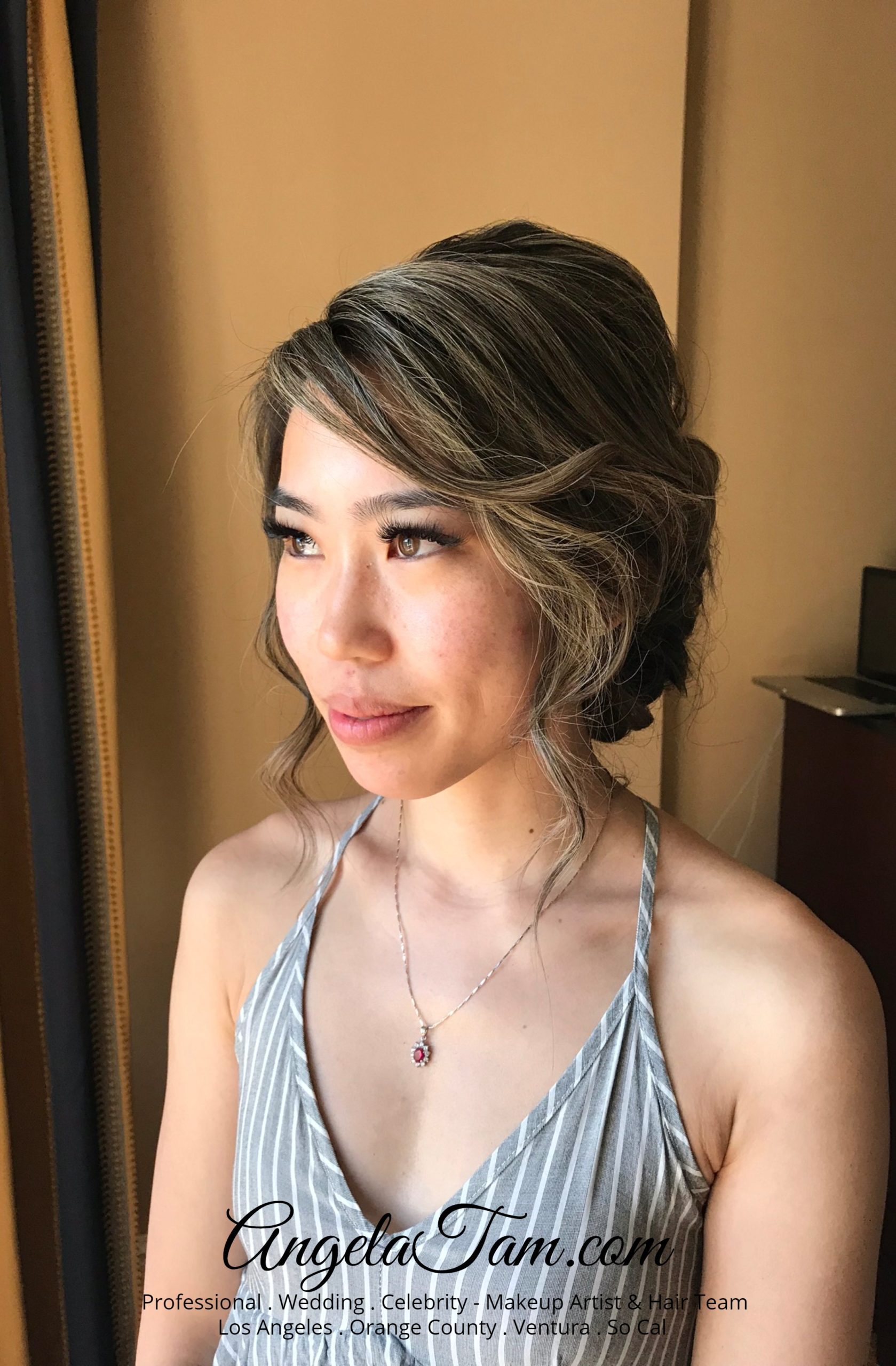 Cindy & Ben Wedding Getting | Loose Romantic Updo Low Bun Hair Style ...